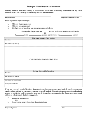 Fillable Online Employee Direct Deposit Authorization Fax Email Print ...