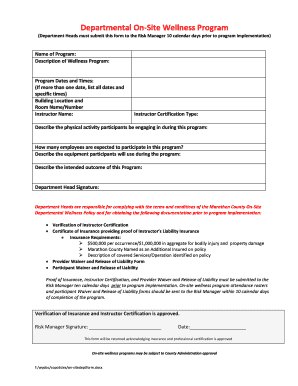 Fillable Online Departmental On-Site Wellness Program Fax Email Print ...