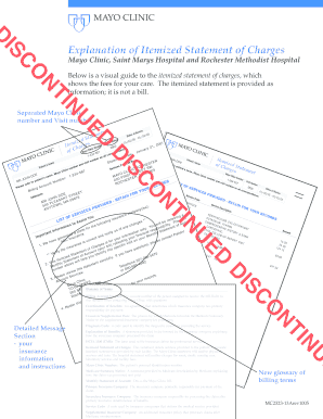 Fillable Online Explanation of Itemized Statement of Charges Fax Email ...