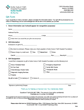Fillable Online sutterauburnfaith Online Donation Form - Sutter Auburn ...