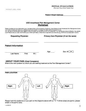 Fillable Online ucdmc ucdavis UCD Pain Consult Worksheet EMR ...