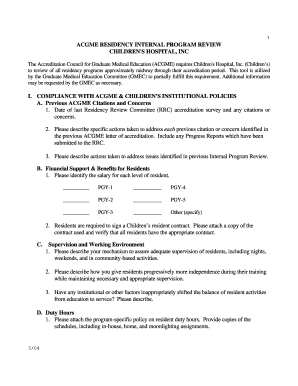 Fillable Online nationwidechildrens ACGME RESIDENCY PROGRAM EVALUATION ...