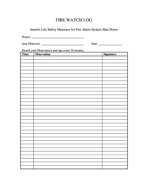 Fillable Online ucdmc ucdavis FIER WATCH LOG - University of California ...