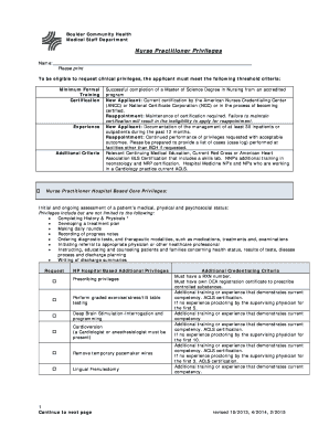 Fillable Online Nurse Practitioner Privileges - Boulder Community ...