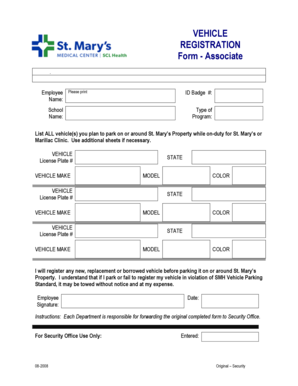 Fillable Online Vehicle Registration Form - Student - stmarygjorg Fax ...