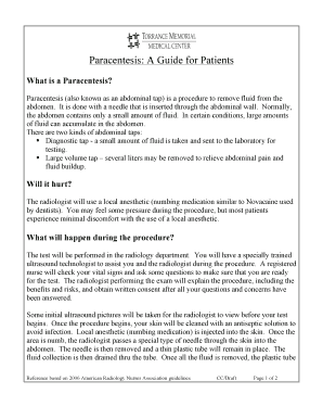 Fillable Online Paracentesis: A Guide for Patients Fax Email Print ...