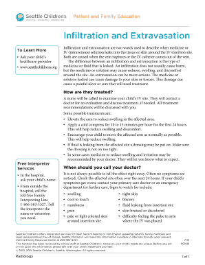 Fillable Online Infiltration and Extravasation Fax Email Print - pdfFiller