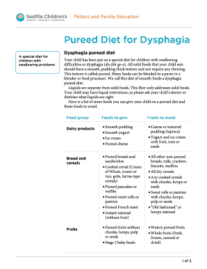Fillable Online Pureed Diet for Dysphagia Fax Email Print - pdfFiller