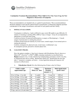 Fillable Online Constipation Treatment Recommendations When Child Is ...