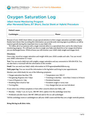 Fillable Online seattlechildrens PE1512 Oxygen Saturation Logdocx ...