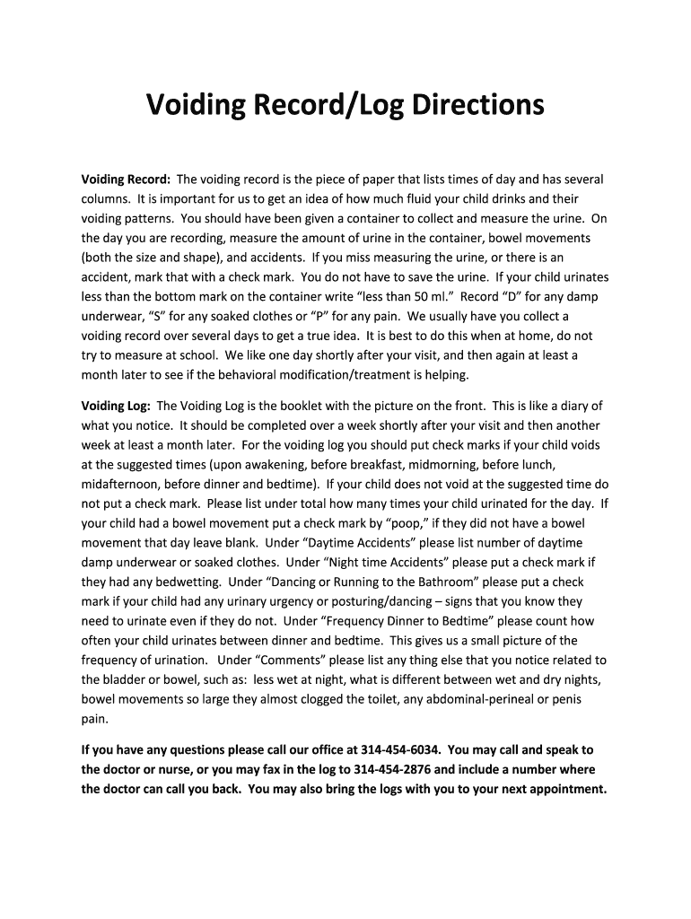 Fillable Online Voiding Record/Log Directions Fax Email Print - pdfFiller