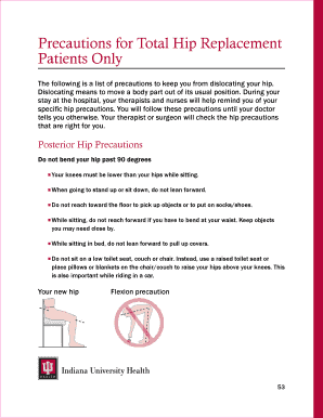 Fillable Online Precautions for Total Hip Replacement Fax Email Print ...