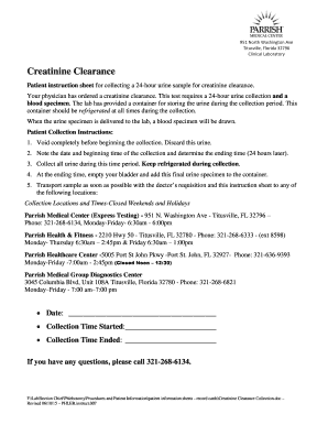 Fillable Online TIMED URINE SPECIMEN Fax Email Print - pdfFiller