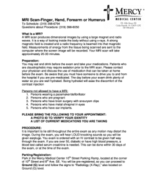 Fillable Online MRI Scan-Finger Hand Forearm or Humerus Fax Email Print ...