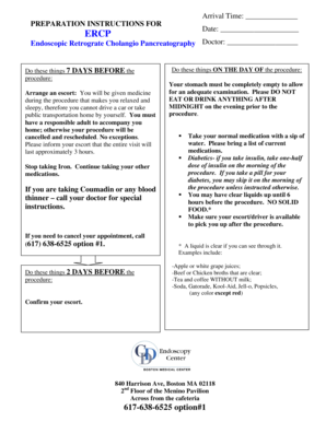 Fillable Online bmc PREPARATION INSTRUCTIONS FOR ERCP Endoscopic ...