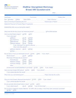Fillable Online MedStar Georgetown Radiology Breast MRI Questionnaire ...