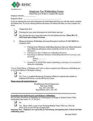 Fillable Online Employee Tax Withholding Forms Fax Email Print - pdfFiller