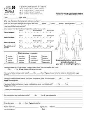 Fillable Online Brighton Return Visit Questionnaire - St Joseph Oakland ...