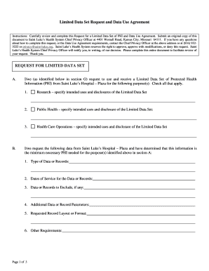 Fillable Online Limited Data Set Request and Data Use Agreement Fax ...