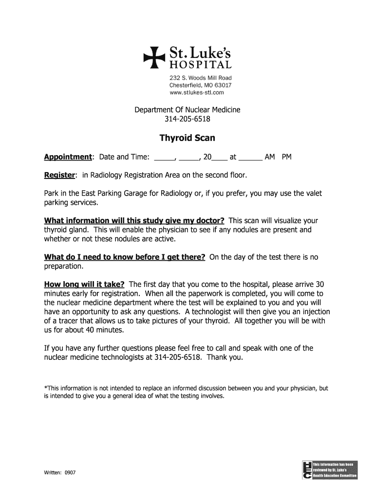 Fillable Online Thyroid Scan Fax Email Print - pdfFiller