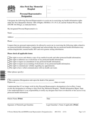 Fillable Online alicepeckday Alice Peck Day Memorial Name Hospital MR ...