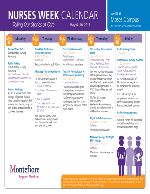 Fillable Online NURSES WEEK CALENDAR Fax Email Print - pdfFiller