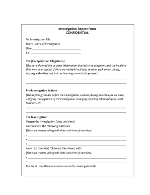 Fillable Online Investigation Report Form - Nolocom Fax Email Print - pdfFiller