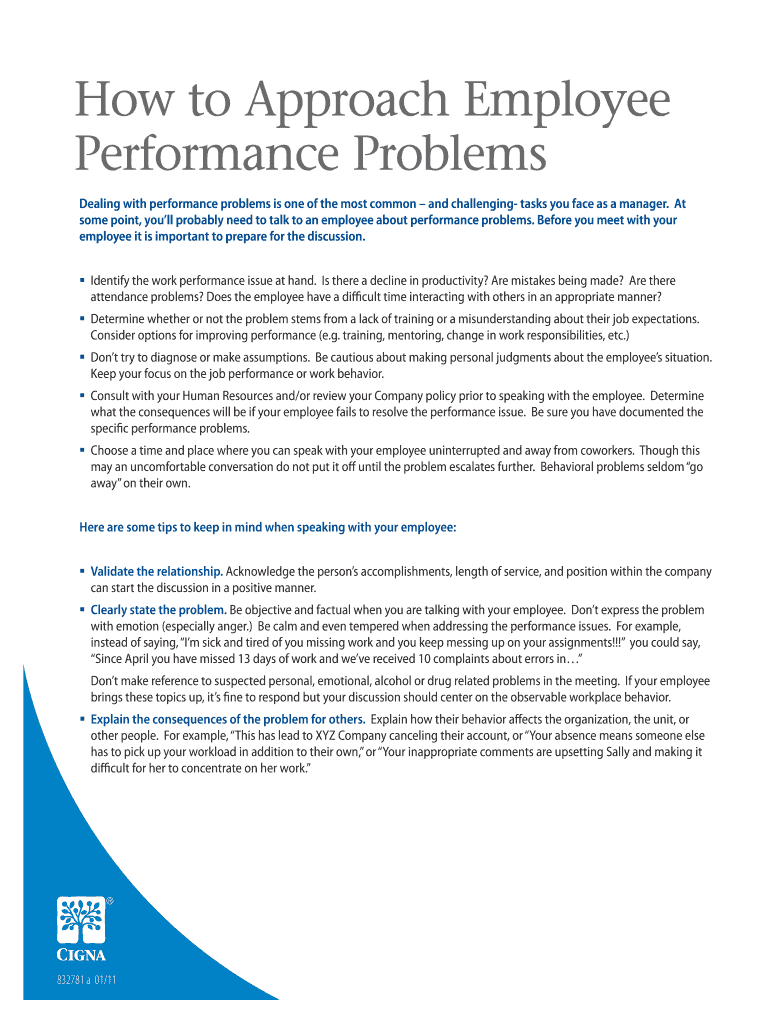 Fillable Online How to Approach Employee Performance Problems Fax Email ...