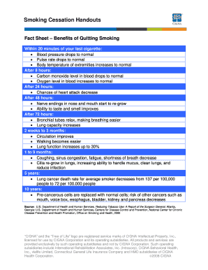 Fillable Online Smoking Cessation Handouts - CignaBehavioralcom Fax ...