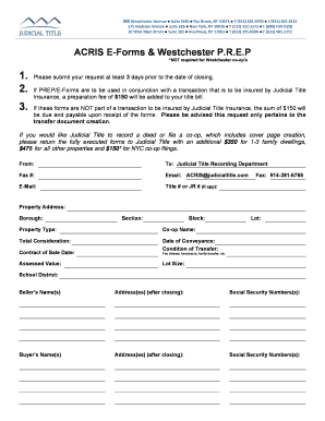 Fillable Online ACRIS E-Forms Westchester PRE - The Judicial Title Fax ...