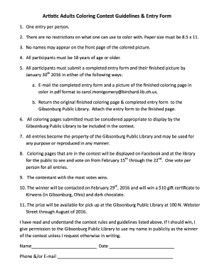 Fillable Online birchard lib oh Artistic Adults Coloring Contest ...