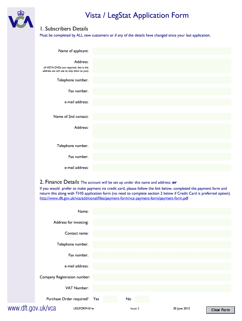 Fillable Online dft gov Vista LegStat Application Form - GOVUK Fax ...