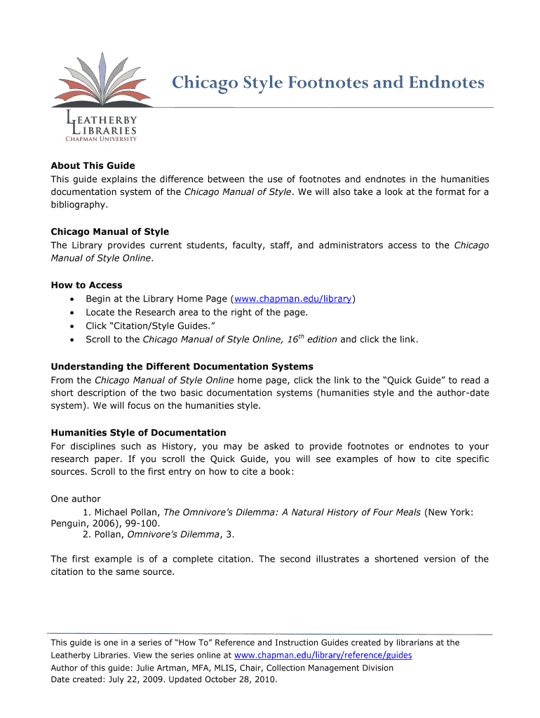 Fillable Online Chicago Style Footnotes and Endnotes Fax Email Print ...