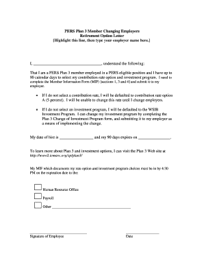 Fillable Online drs wa PERS Plan 3 Member Changing Employers Retirement ...