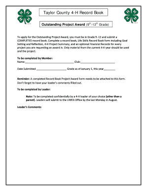 Fillable Online taylor uwex Outstanding Project Award - Taylor County ...