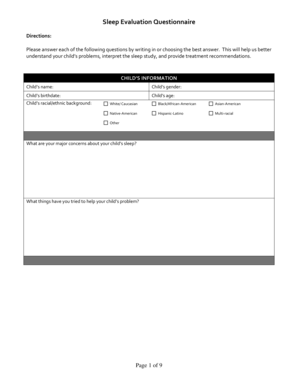 Fillable Online healthcare utah Sleep Evaluation Questionnaire ...