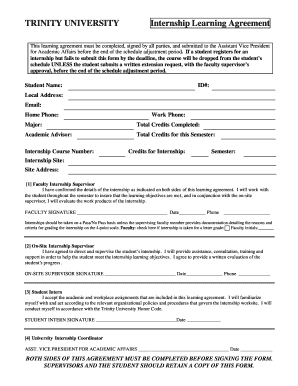 Fillable Online trinitydc Revised internship learning agreement - trinitydcedu Fax Email Print ...