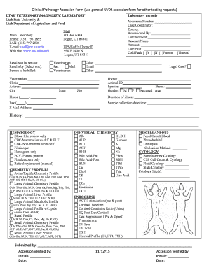 Fillable Online usu Clinical Pathology submission form in PDF - Utah ...