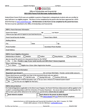 Fillable Online uhd Parent PLUS Borrower Authorization Form - uhdedu ...