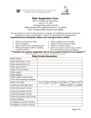 Fillable Online hrcaonline Rider Registration bFormb - Highlands Ranch ...
