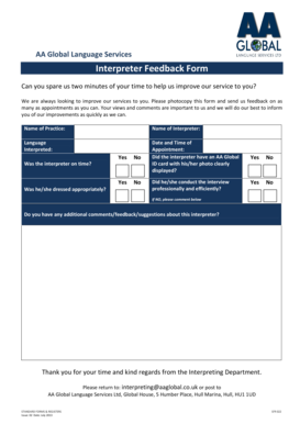 Fillable Online aaglobal co Interpreter Feedback Form - AA Global ...