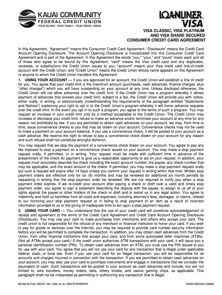 Fillable Online VISA CLASSIC VISA PLATINUM AND VISA SHARE SECURED Fax ...