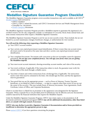 Fillable Online Medallion Signature Guarantee Program Checklist Fax ...