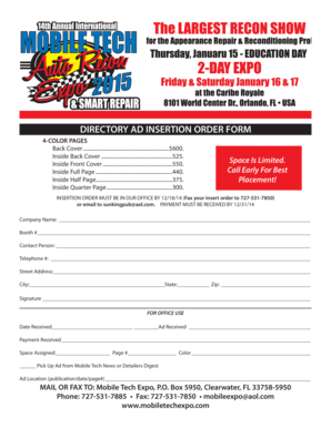 Fillable Online DIRECTORY AD INSERTION ORDER FORM - Fax Email Print - pdfFiller