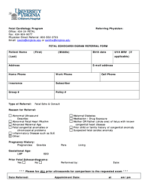 Fillable Online FETAL ECHOCARDIOGRAM REFERRAL FORM Fax Email Print ...