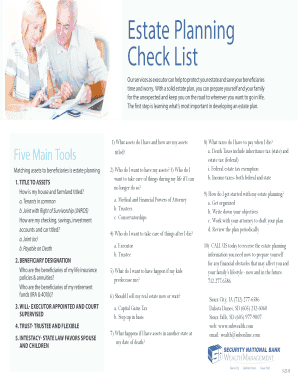 Fillable Online Estate Planning Check List - snbonlinecom Fax Email ...