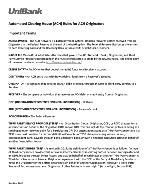 Fillable Online Automated Clearing House (ACH) Rules for ACH ...