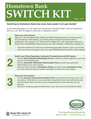 Fillable Online Hometown Bank SWITCH KIT Fax Email Print - pdfFiller