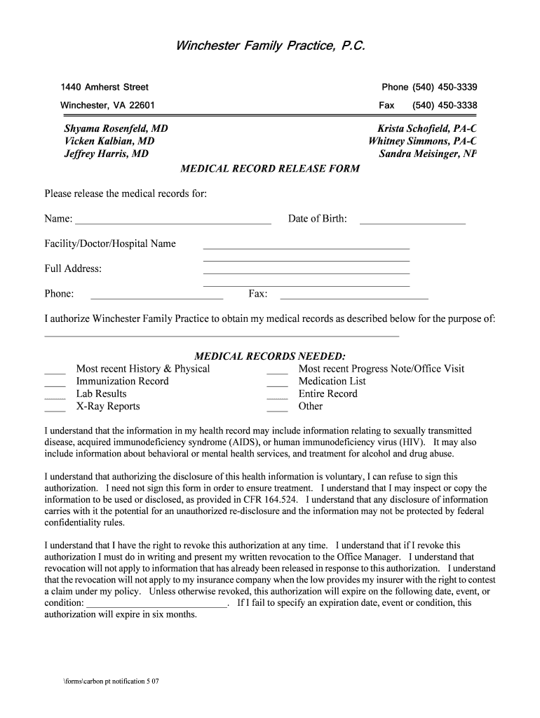 Fillable Online med release to WFP Fax Email Print - pdfFiller