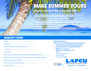 Fillable Online MAKE SUMMER YOURS - LAFCU Fax Email Print - pdfFiller